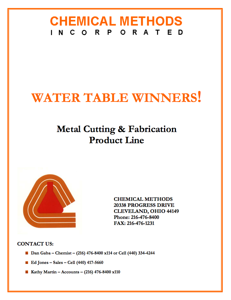 Plasma Table Products | Chemical Methods